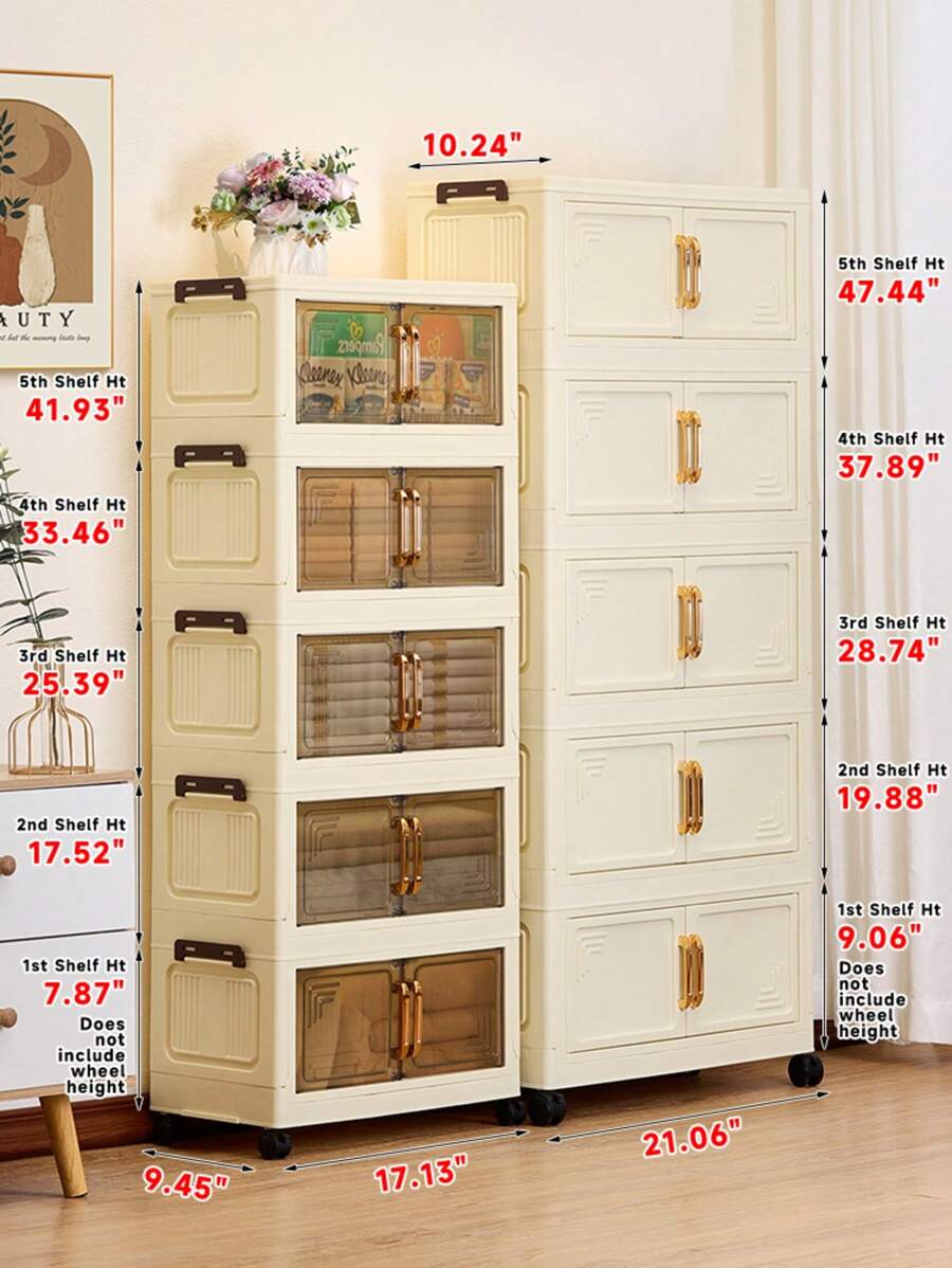 1pc 45cm/55cm Wide Foldable Storage Cabinet, 1-5 Layers Selectable ...