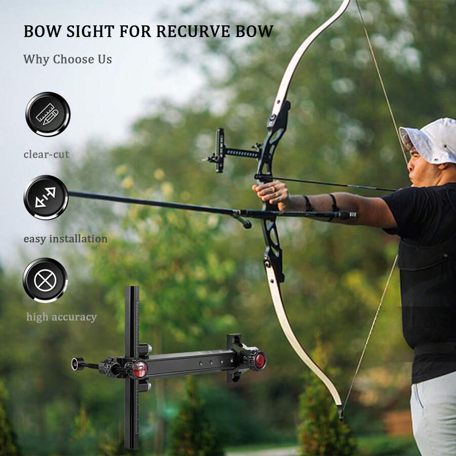 Recurve Bow Sight Right-Hand,Adjustable T-Shaped Archery Sight For ...