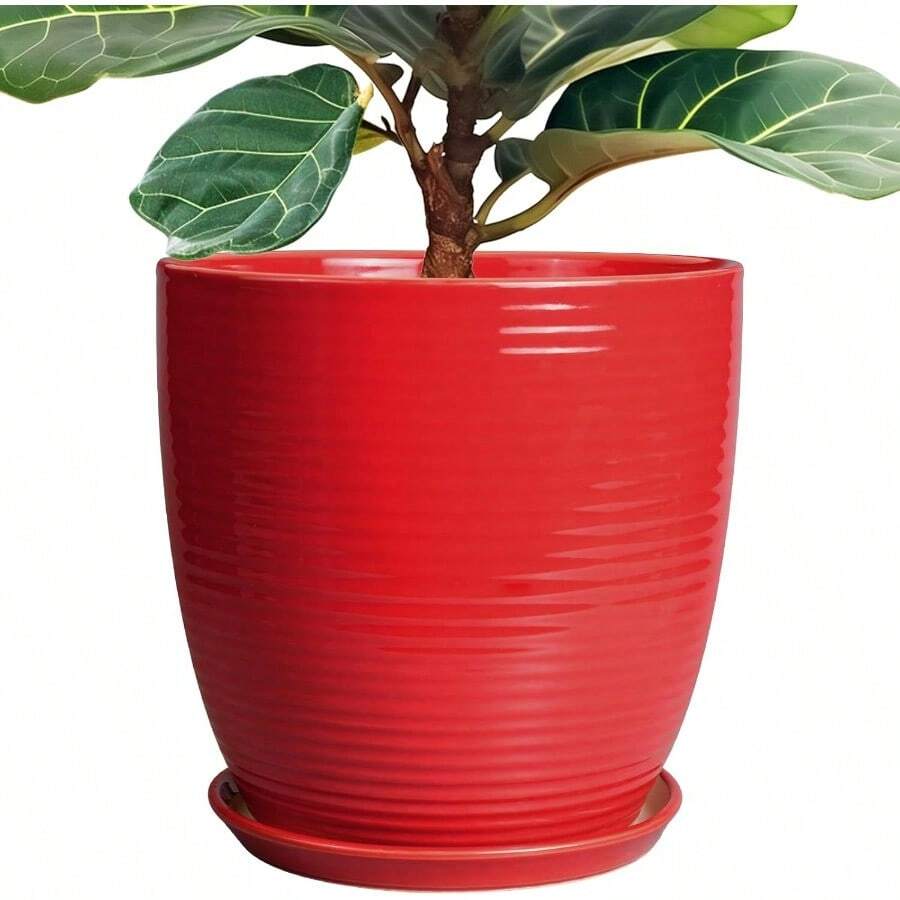 Ceramic Pot For Plants 12 Inch - Plant Pot Indoor With Drainage Hole ...