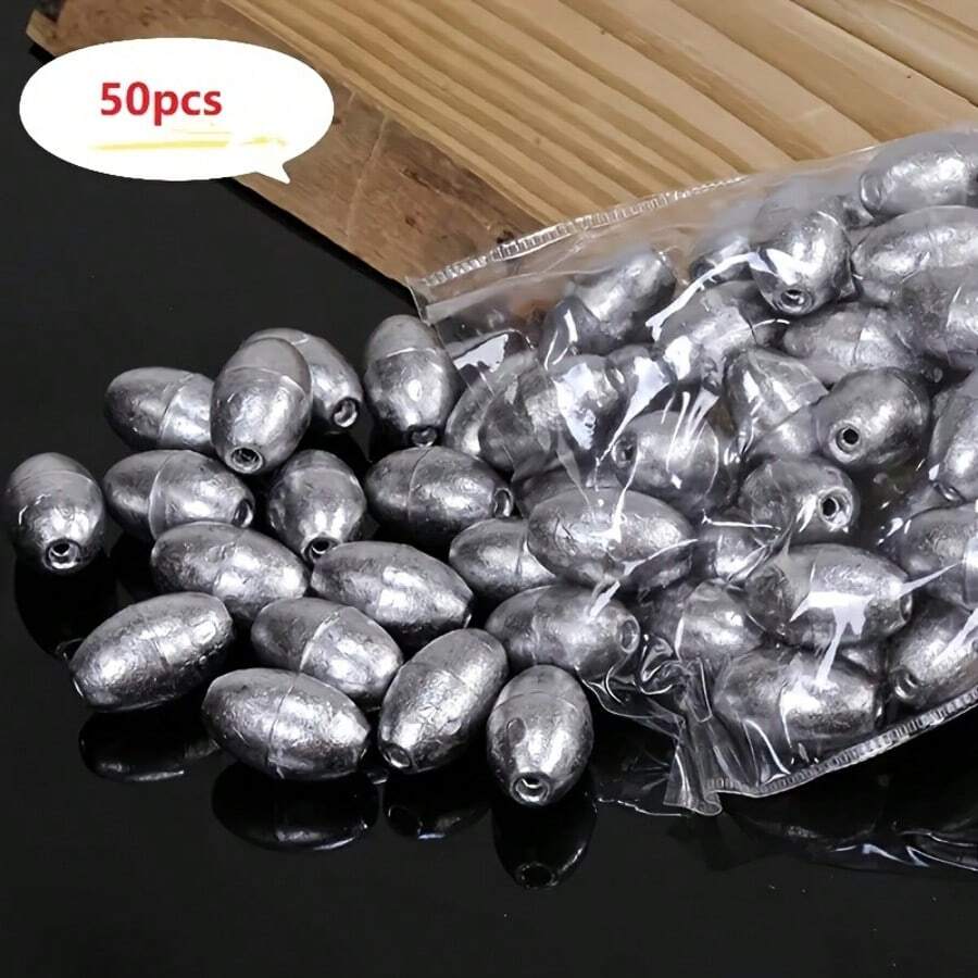 Assorted Sizes Olive-Shaped Hollow Sinkers - Iron Lead Alloy Fishing ...