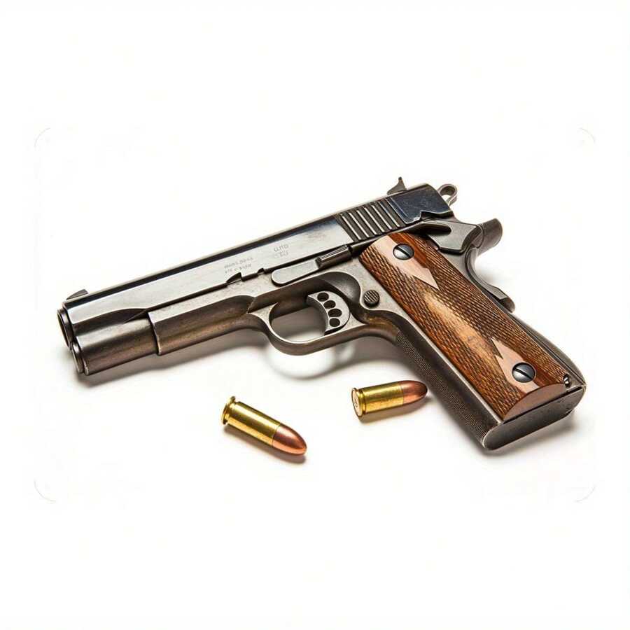 Authentic-Style Colt M1911A1 Metal Pistol Model With Wooden Grip ...
