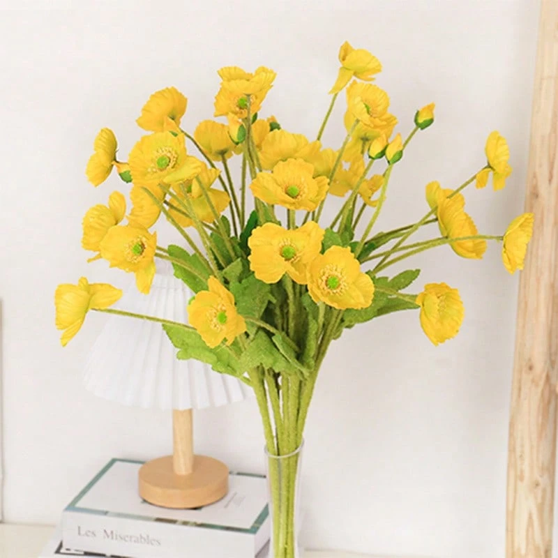 1/4pcs, Artificial Poppy, Faux Flowers For Office House Weding Dly ...