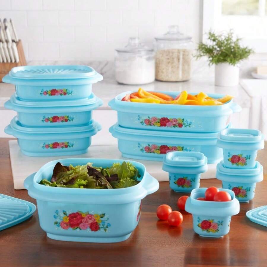 The 20 Piece Plastic Food Storage Container Variety Set, Sweet Rose ...