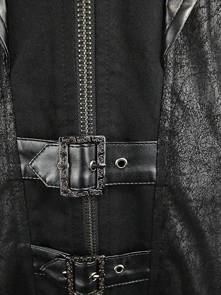 hoteel Men's Steampunk Hooded Jacket Vintage Gothic Vampire Demon ...