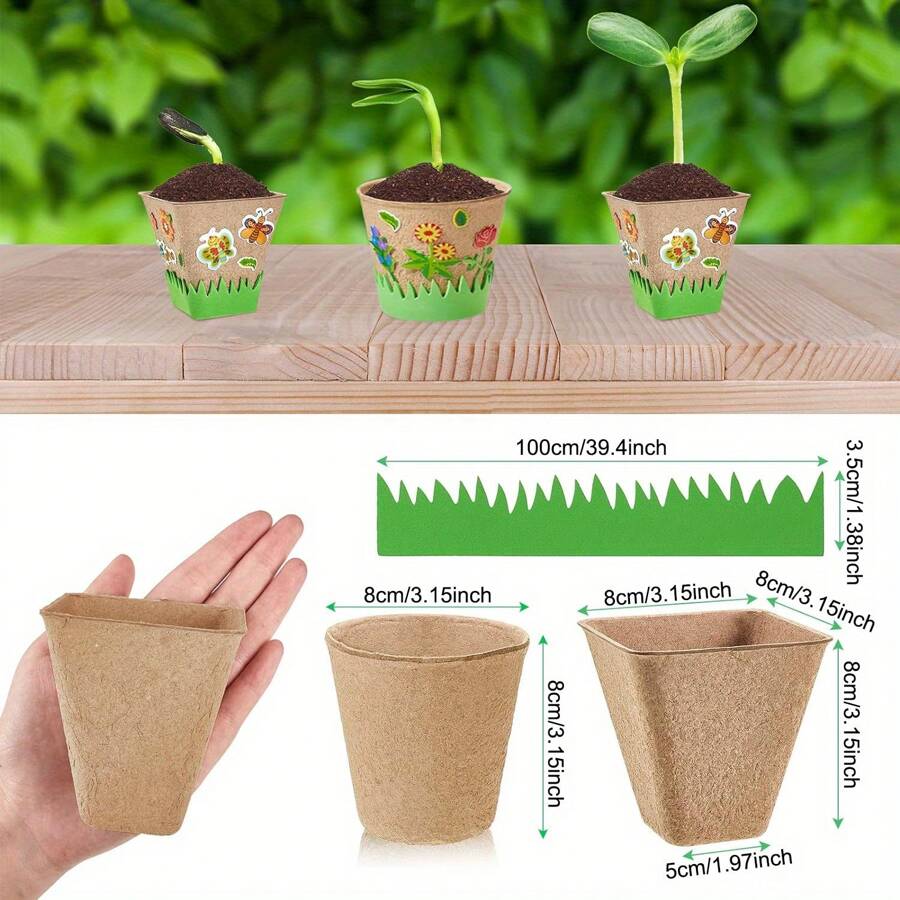10 Sets Garden Paper Craft Kit Planting Kit Pot Foam Flower Pots Bulk ...