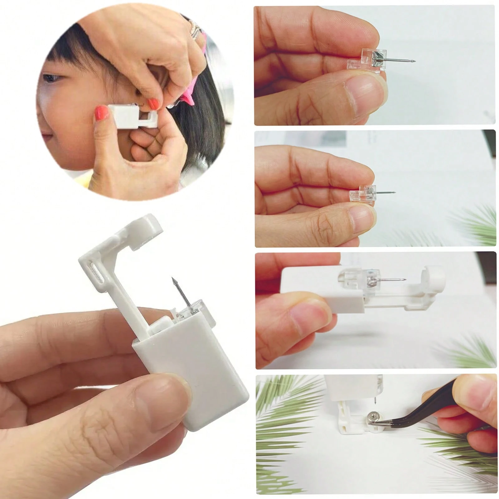 Ear Piercing Kit,Disposable Ear Piercing Gun With 2mm White Cubic ...