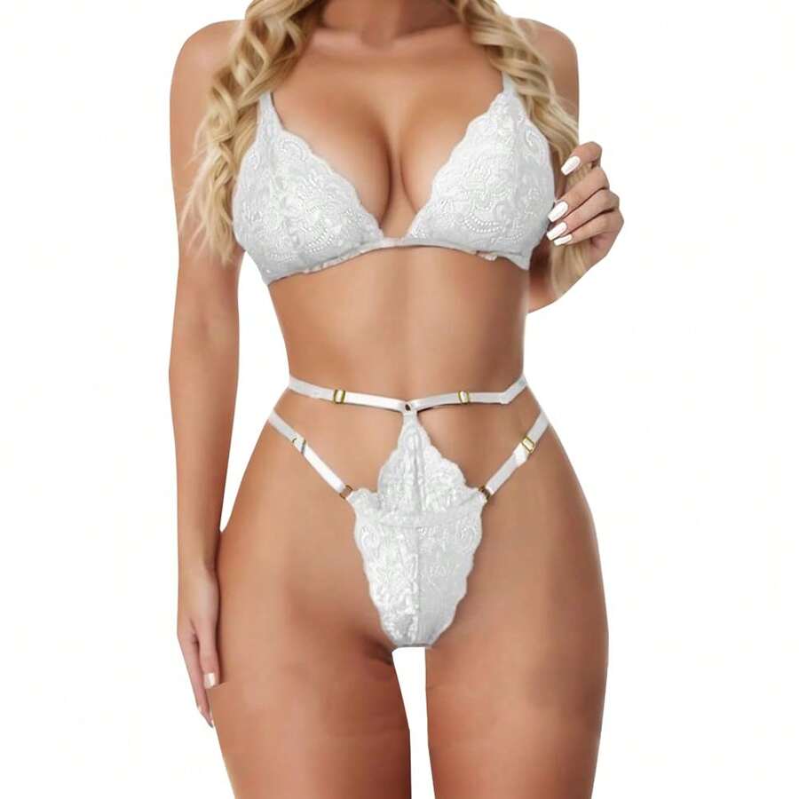 Sexy Lace Lingerie Sets With Garter Belt Two Piece Lingerie Set Push Up