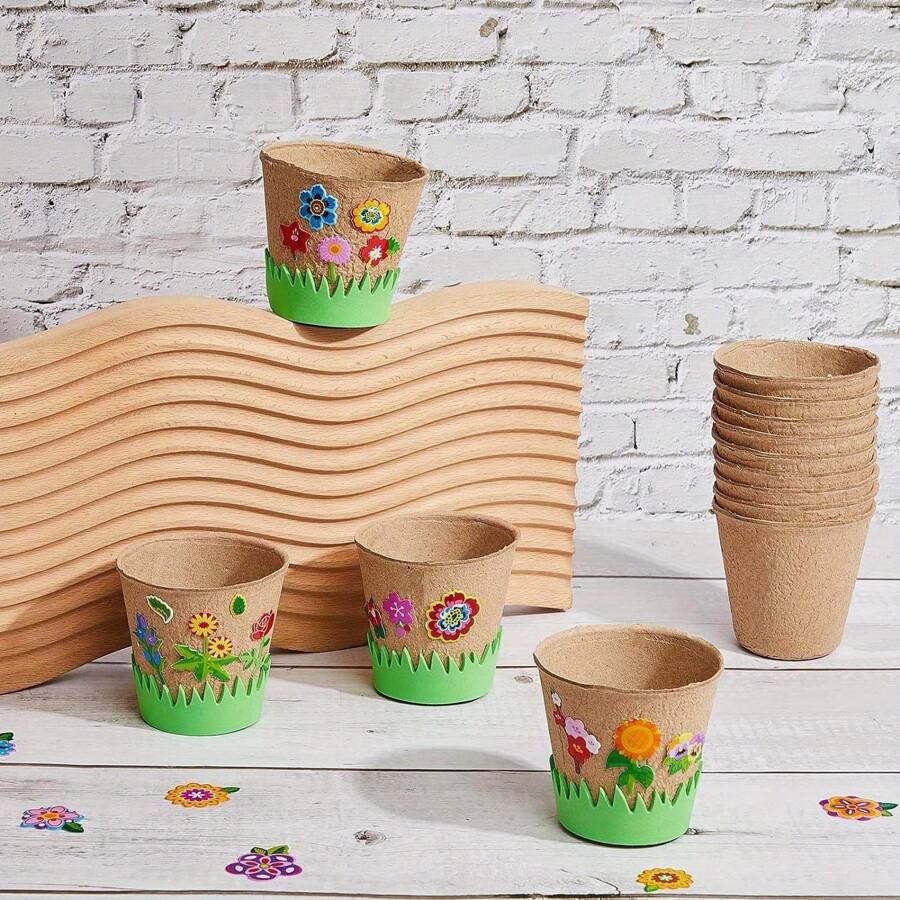 10 Sets Garden Paper Craft Kit Planting Kit Pot Foam Flower Pots Bulk ...