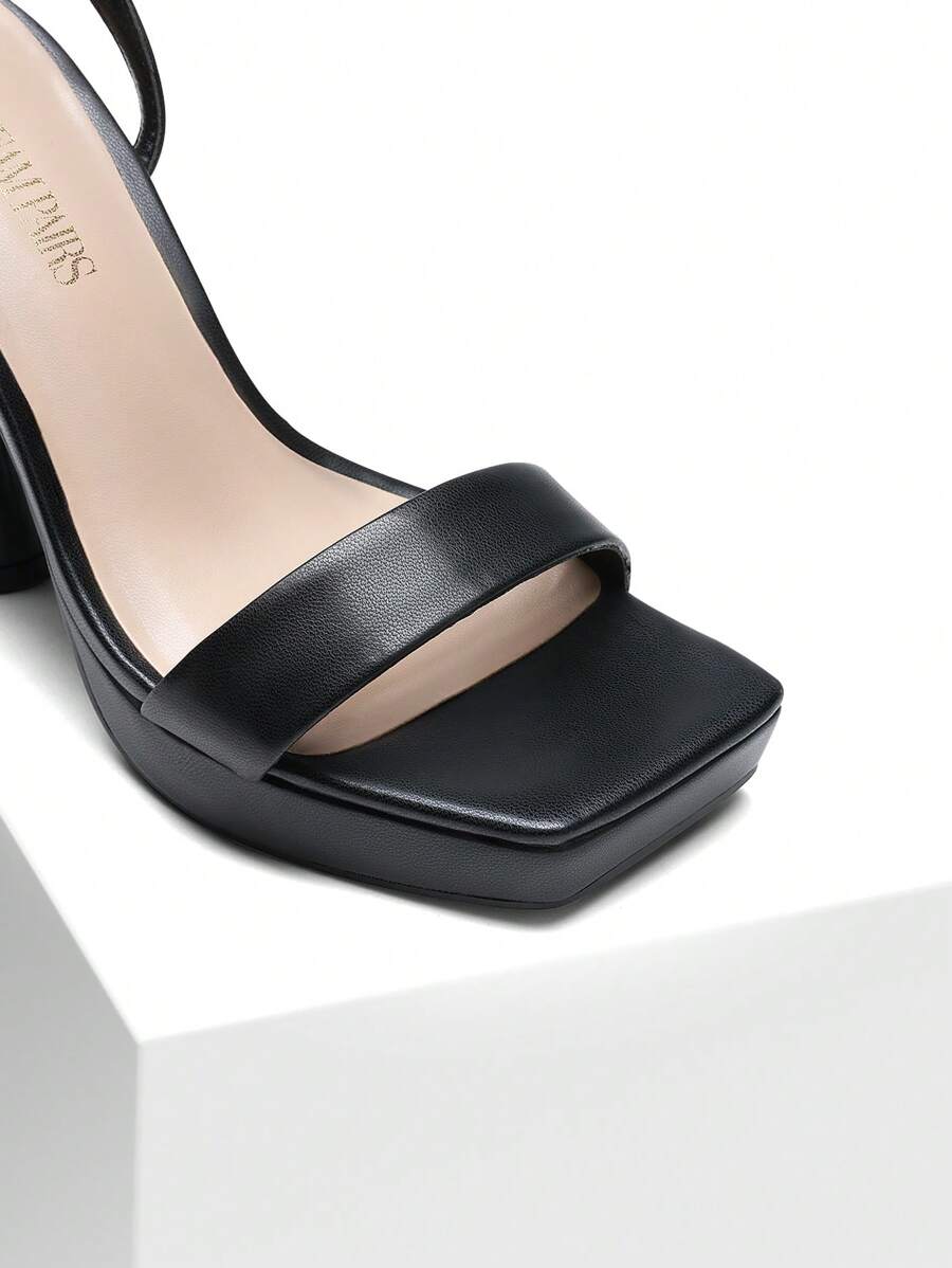 Women Platform High Heeled Sandals With Inverted Cone Heel Sexy Square ...