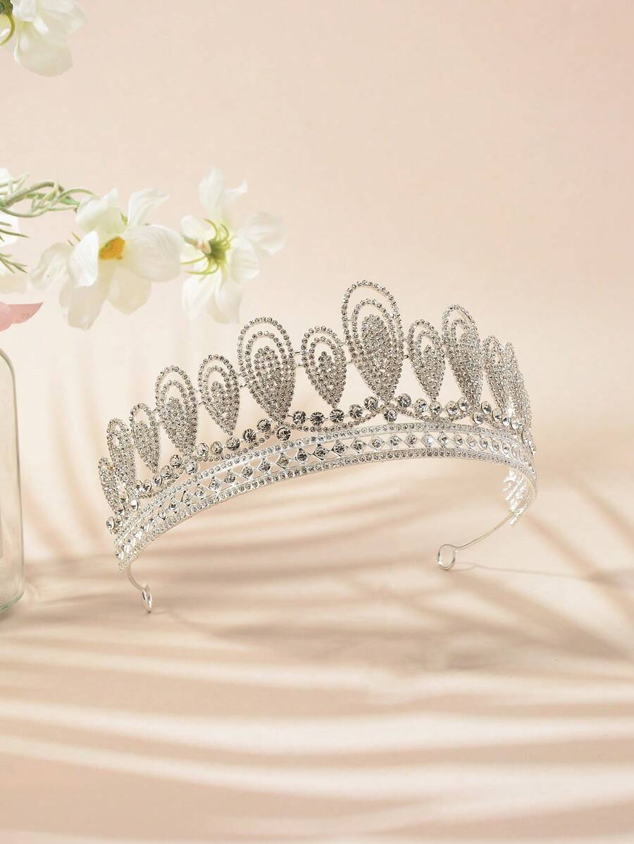 1pc Retro Rhombus Diamond Pattern Zinc Alloy Crown, Vintage Royal Style ...