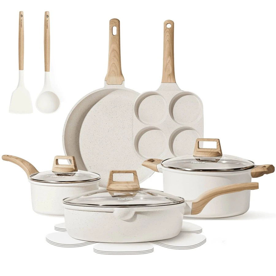 Carote Nonstick Pots And Pans Set, 13 Pcs Granite Kitchen Cookware Sets ...