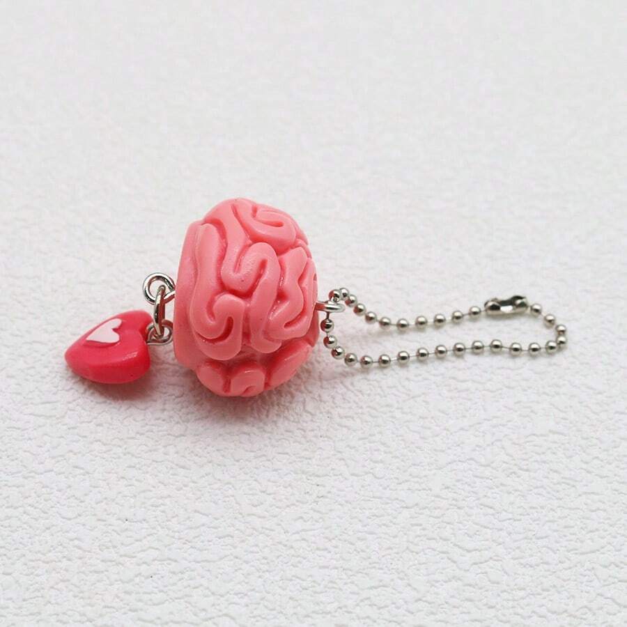 1pc Creative Love Brain Art Pendant, Heart-Shaped Brain Key Chain ...