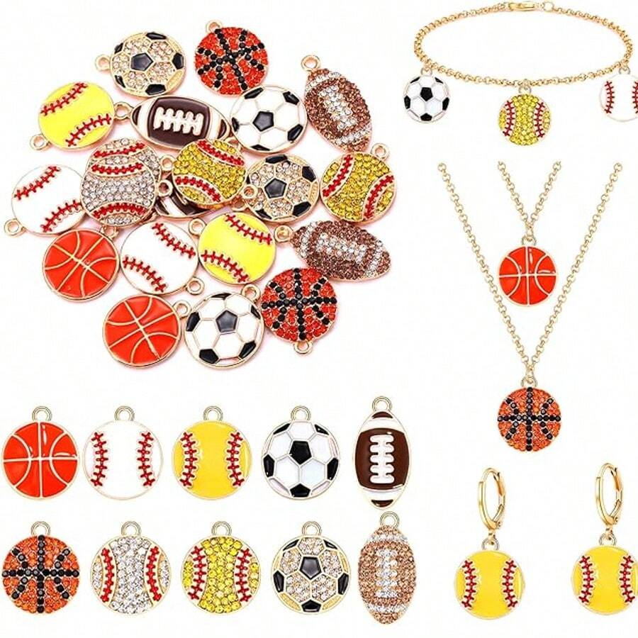 10pcs Fashionable Enamel Hollow Sphere Necklace Pendant With Inlaid ...