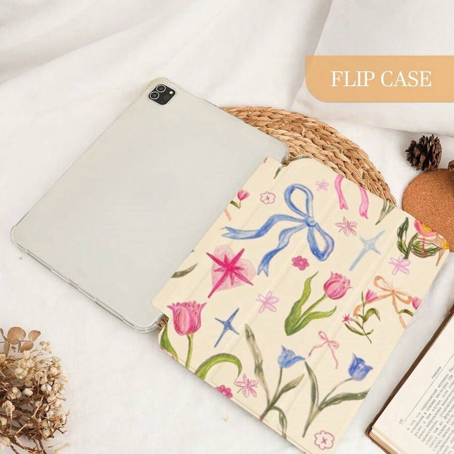 Flower Bows Painting Cute Pad Case With Pencil Holder For 2024 New Air ...