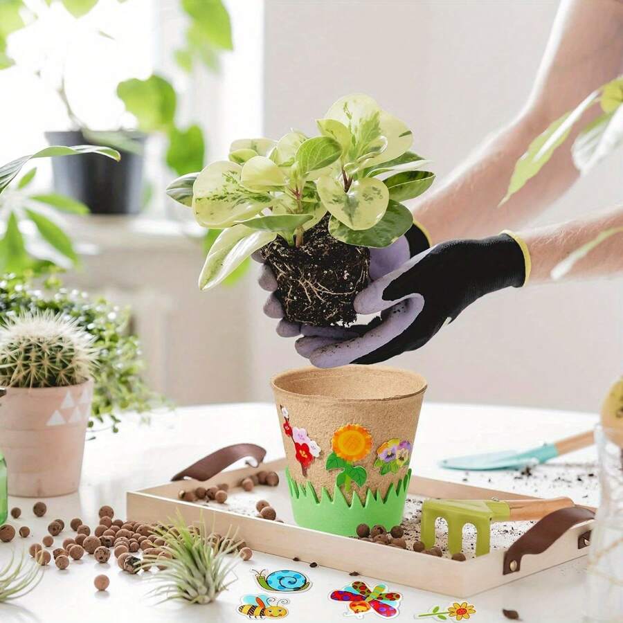10 Sets Garden Paper Craft Kit Planting Kit Pot Foam Flower Pots Bulk ...