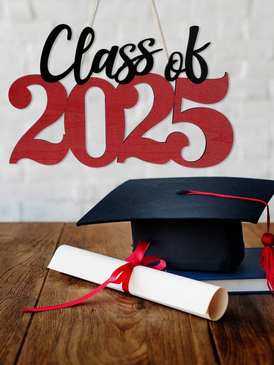 1pc Congrats Grad Class Of 2025 Wooden Sign Graduation Party ...