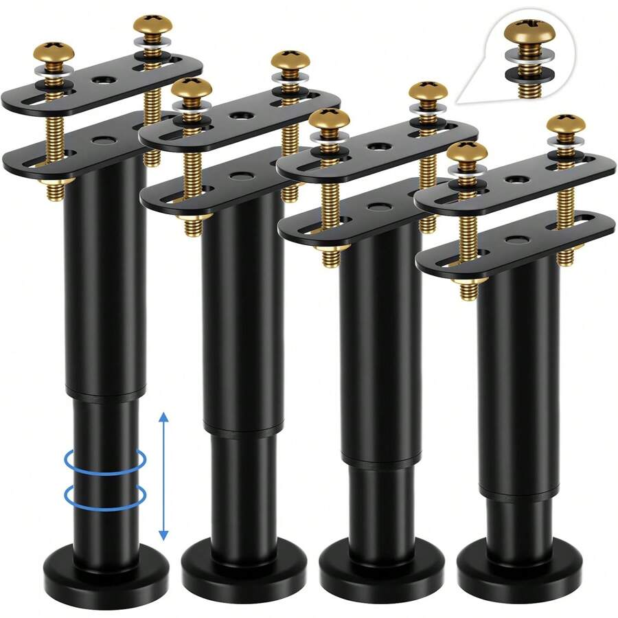 Set Of 4 Adjustable Bed Legs Replacement, Adjustable Metal Bed Frame ...