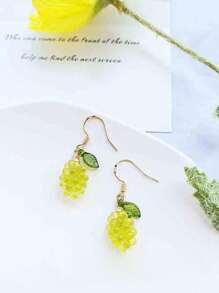 2 Pcs Fresh Summer Cute Resin Green And Purple Grape Fruit Drop Clip ...