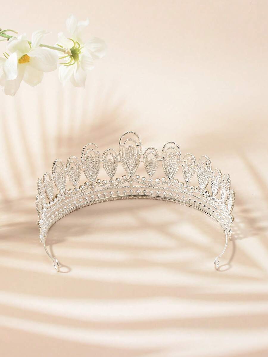 1pc Retro Rhombus Diamond Pattern Zinc Alloy Crown, Vintage Royal Style ...