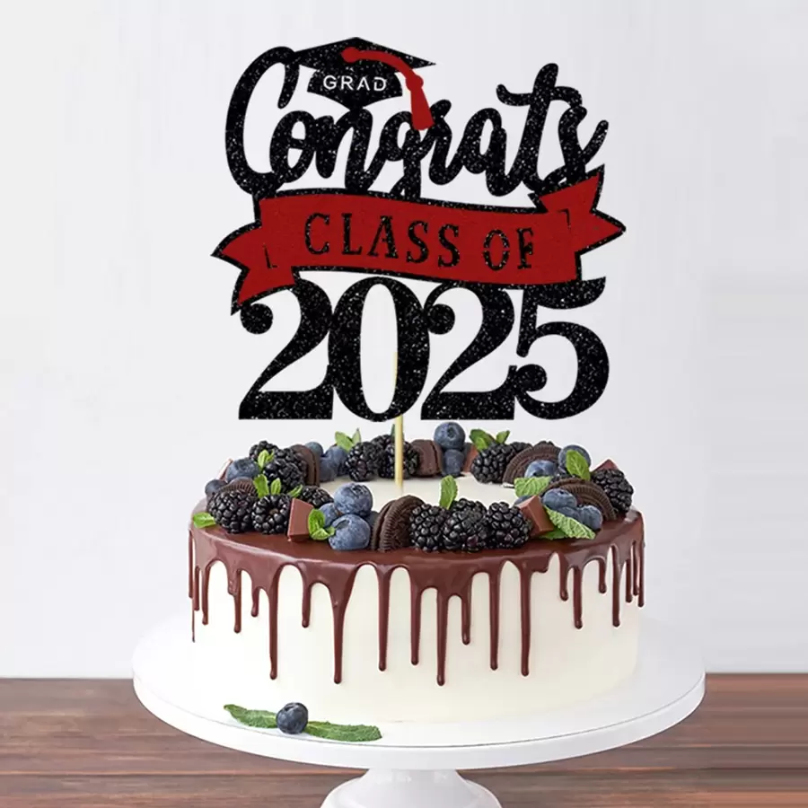 1pc "Congrats Class Of 2025" Graduation Cap Paper Cake Topper ...