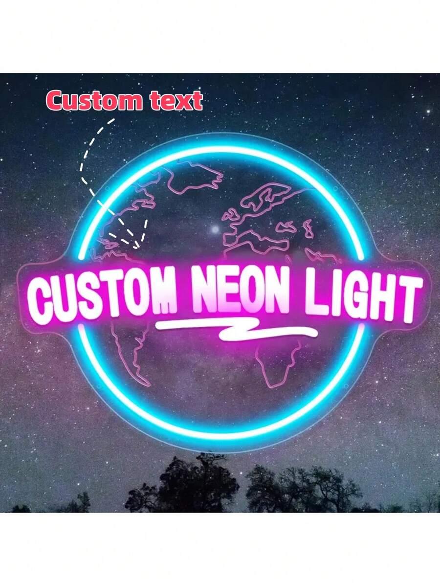 1pc Customizable Earth Beacon USB Neon Light, Personalized Neon Sign ...