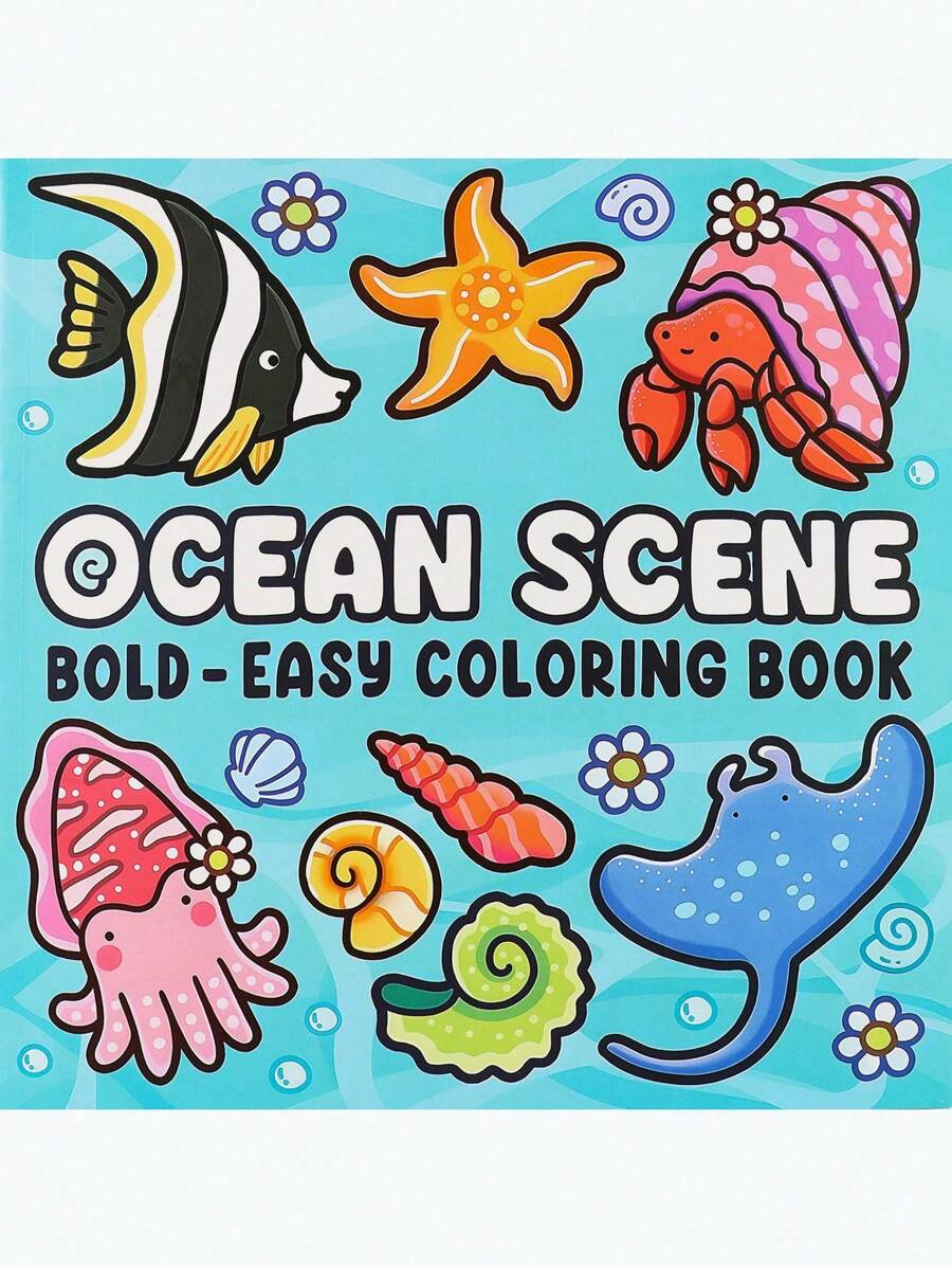 1PC Ocean Scene Coloring Book, Bold And Simple Designs For Relaxing ...