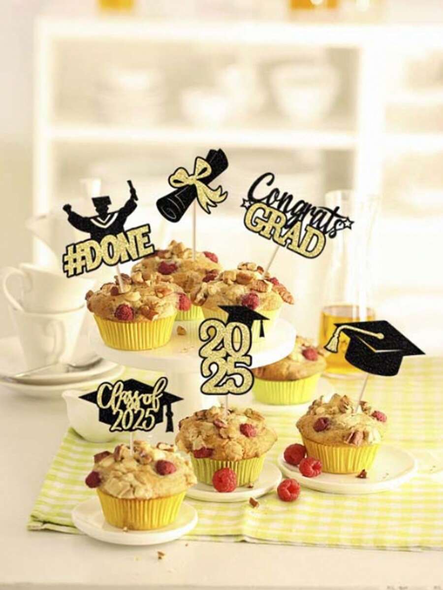 6 pièces 2025 Ensemble de décoration de gâteau de diplôme de remise des ...