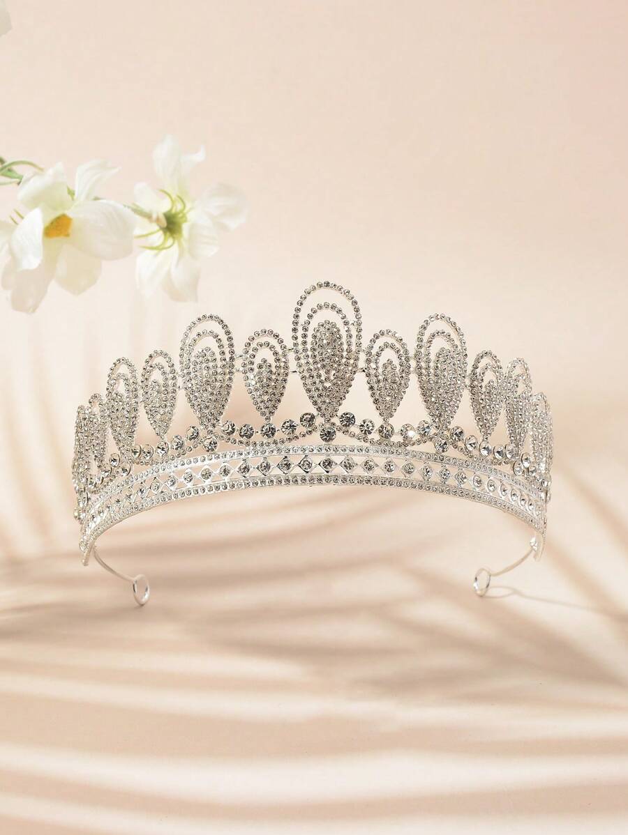 1pc Retro Rhombus Diamond Pattern Zinc Alloy Crown, Vintage Royal Style ...