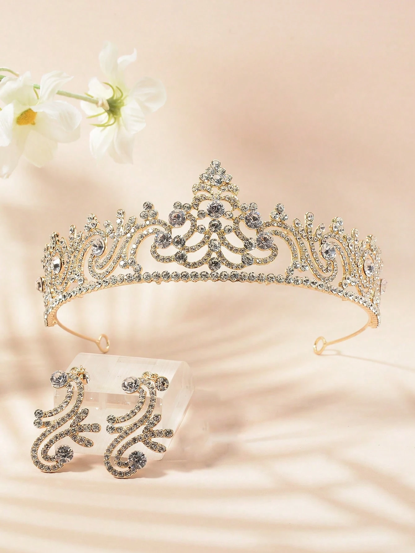 1pc Rhombic Lattice Vintage Gold Zinc Alloy Royal Style Bridal Crown ...
