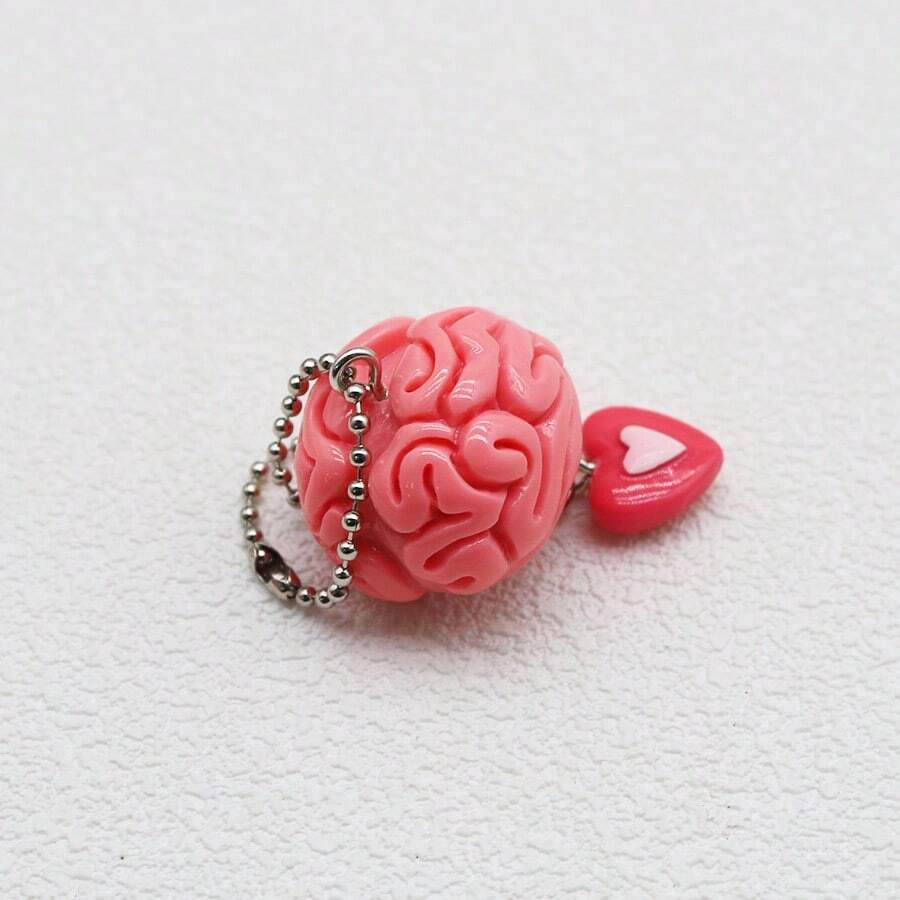 1pc Creative Love Brain Art Pendant, Heart-Shaped Brain Key Chain ...