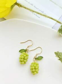 2 Pcs Fresh Summer Cute Resin Green And Purple Grape Fruit Drop Clip ...