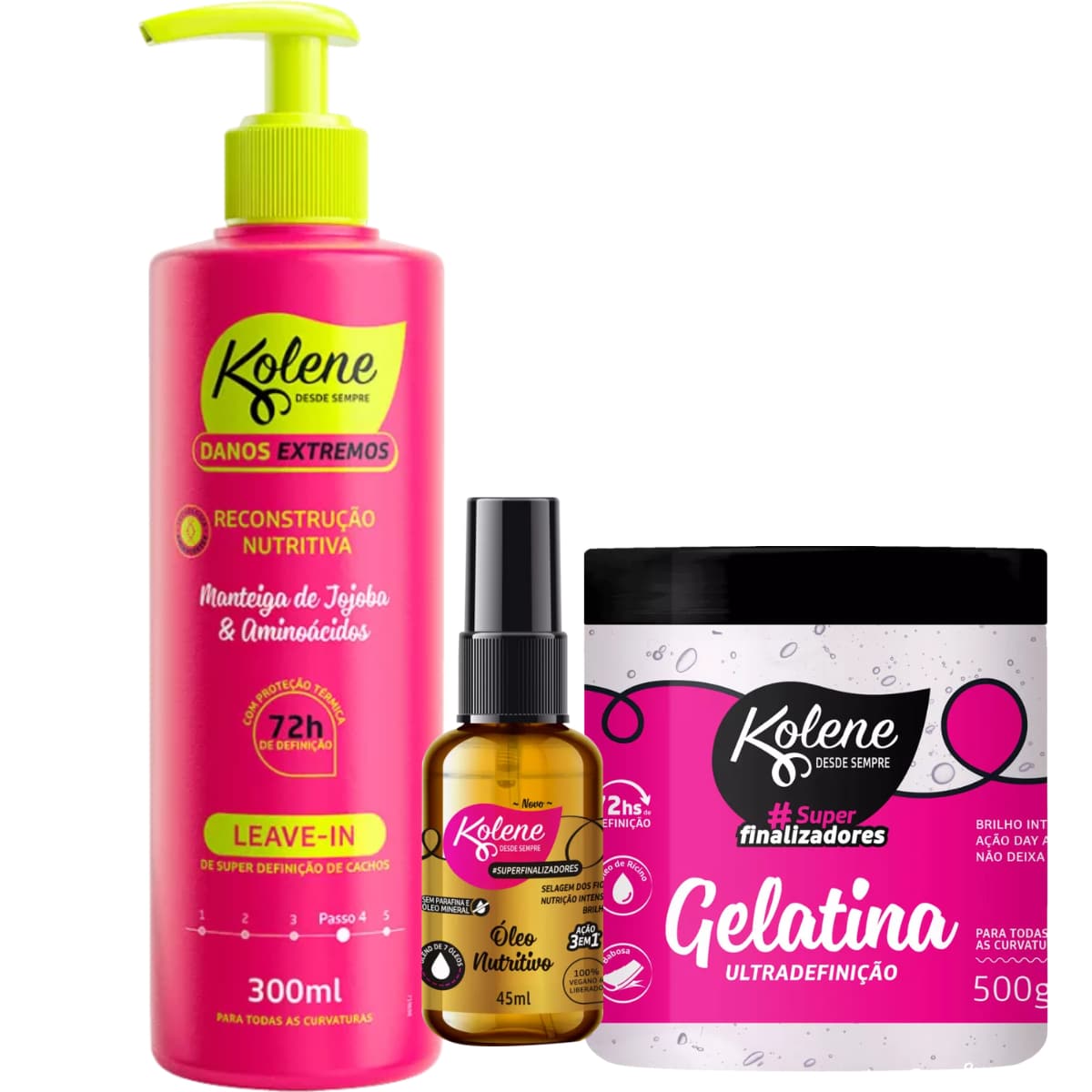 Kit Kolene Danos Extremos Reconstrução Leave-in + Gel + Óleo | SHEIN Brasil