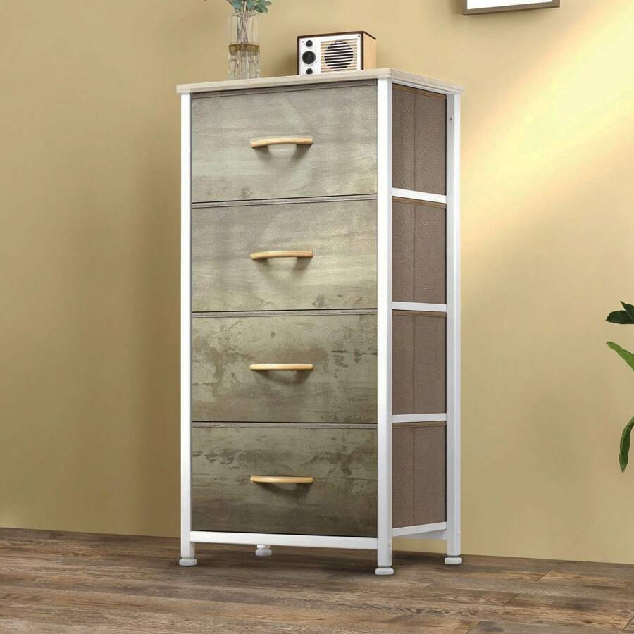 Chest Of Drawers With 4 Drawers,Bedroom Drawers, Fabric Dresser With ...