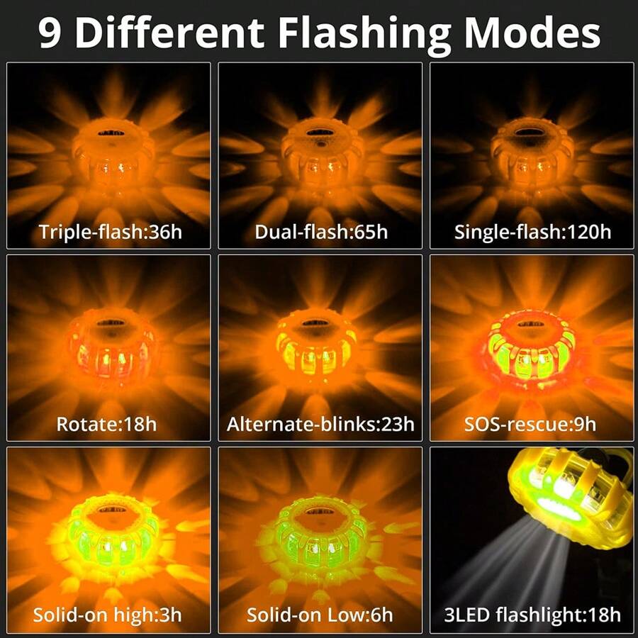 LED Road Flares Emergency Lights-Roadside Warning Car Safety Beacon ...