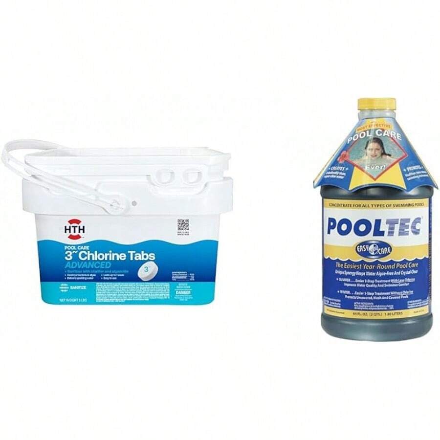 HTH 42052W Pool Care 3" Chlorine Tabs Advanced, Individually Wrapped ...