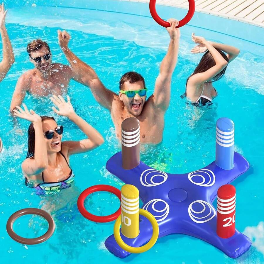 Swimming Pool Floating Game Set - Inflatable Cross Ring Throwing Game ...