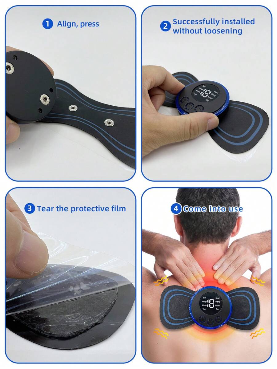 Cervical Pulse Massage Patch EMS Portable Electric Mini Massage Device ...