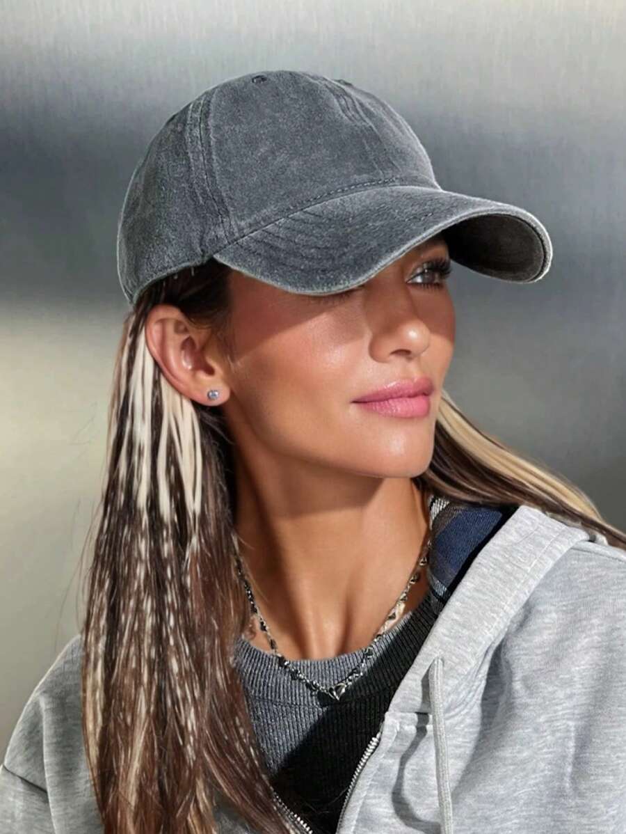 Women's Solid Color Washed Vintage Baseball Cap, Suitable For Daily ...