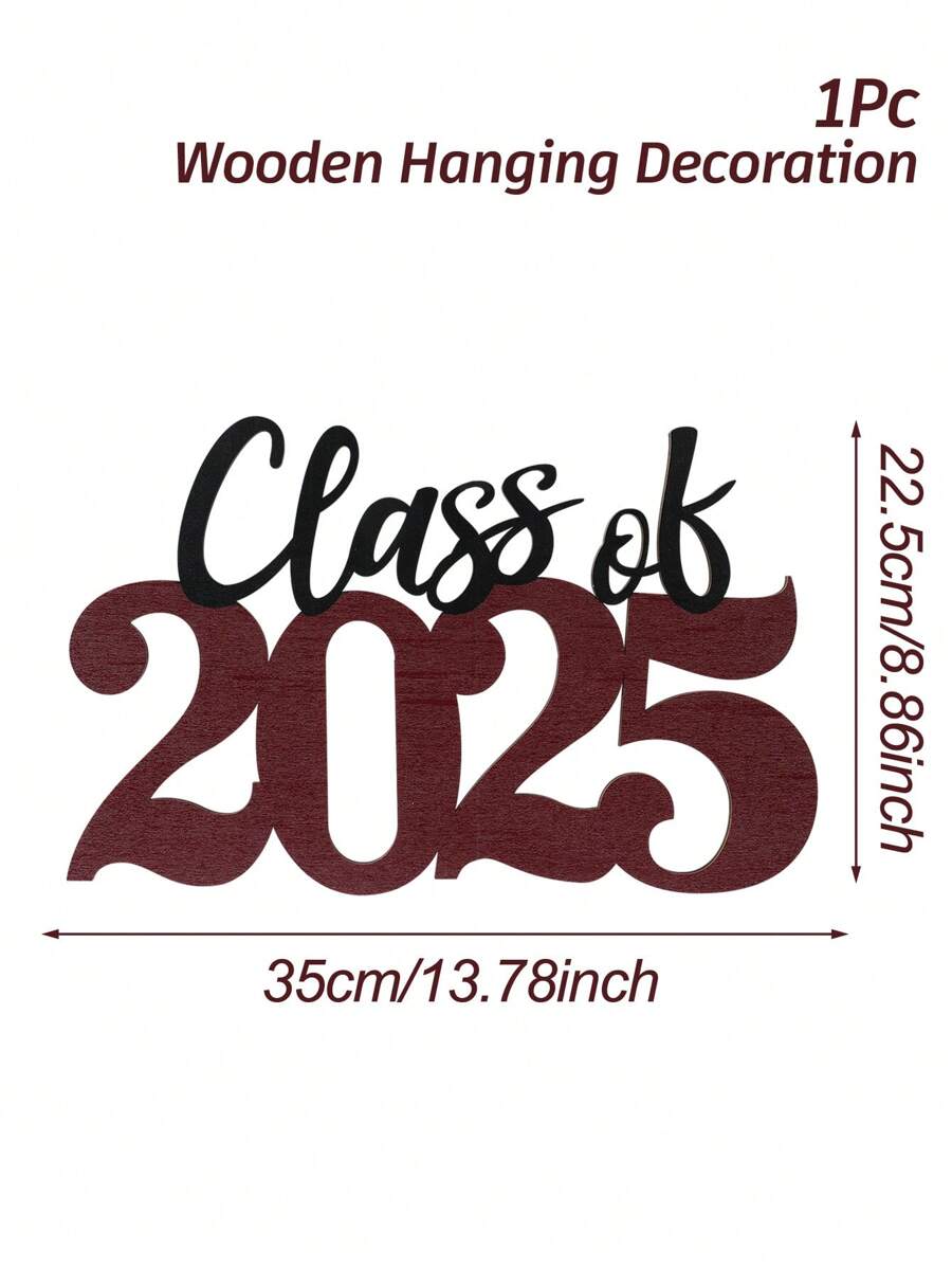 1pc Congrats Grad Class Of 2025 Wooden Sign Graduation Party ...