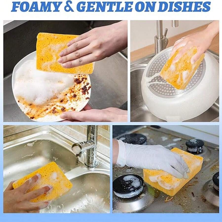 6 Pack Natural Cellulose Pop Up Sponges Compressed Sponges Non-Scratch ...