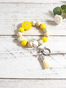 1pc Adorable Silicone Star Diamond Ball & Sun Silicone Bead Tassel ...