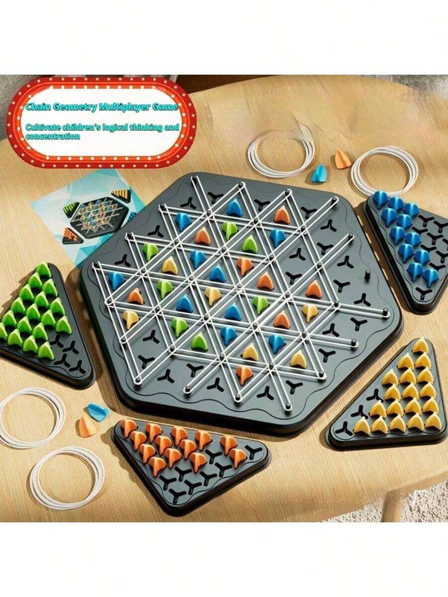 2025 Geometric Interlocking Chain Tic-Tac-Toe Tabletop Game, Rubber ...