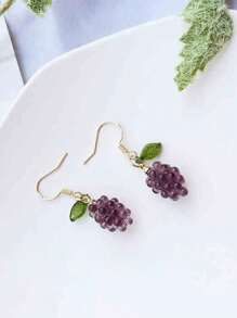 2 Pcs Fresh Summer Cute Resin Green And Purple Grape Fruit Drop Clip ...