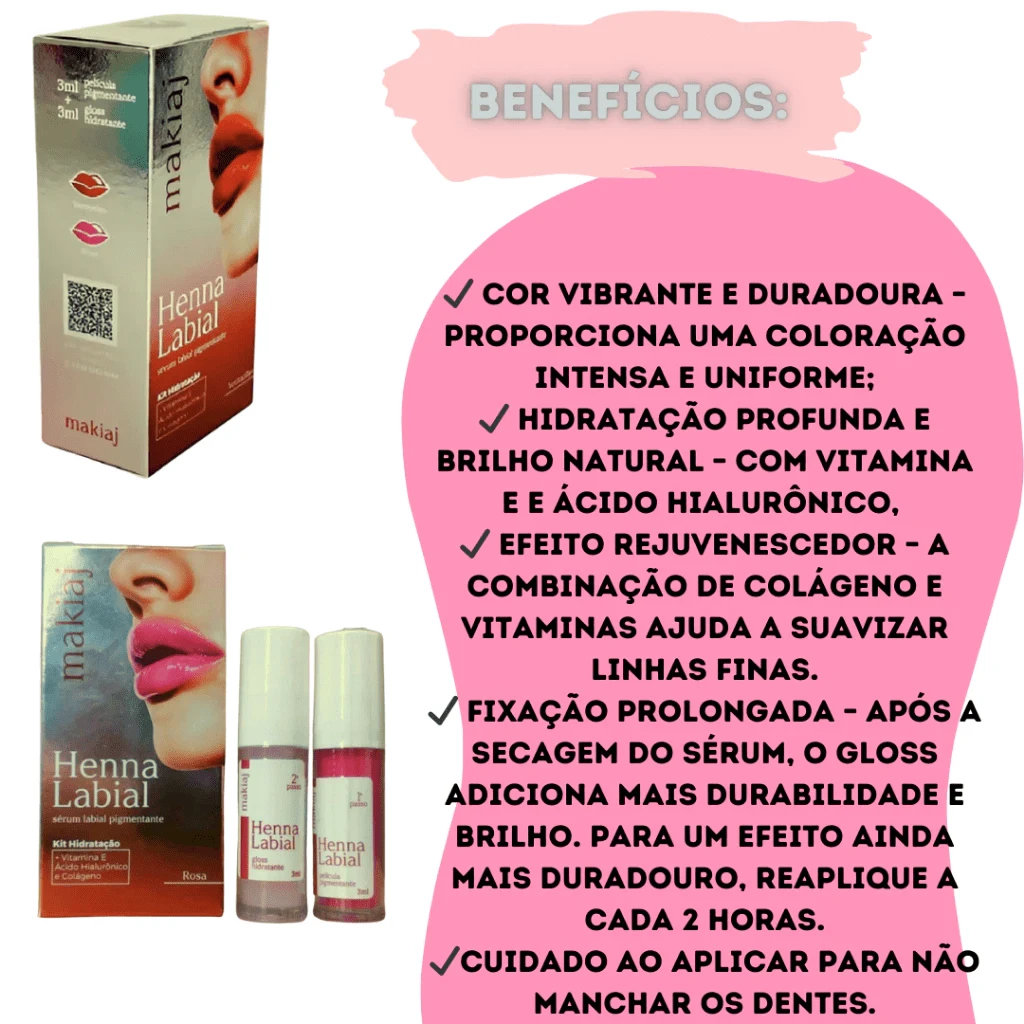Kit C/2 Henna labial pigmentante Vermelha - Makiaj | SHEIN Brasil