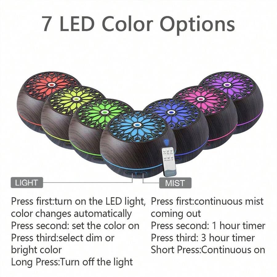 550ml Large Room Humidifier Essential Oil Diffuser, Containing 6 Quality Essential Oils, With ...