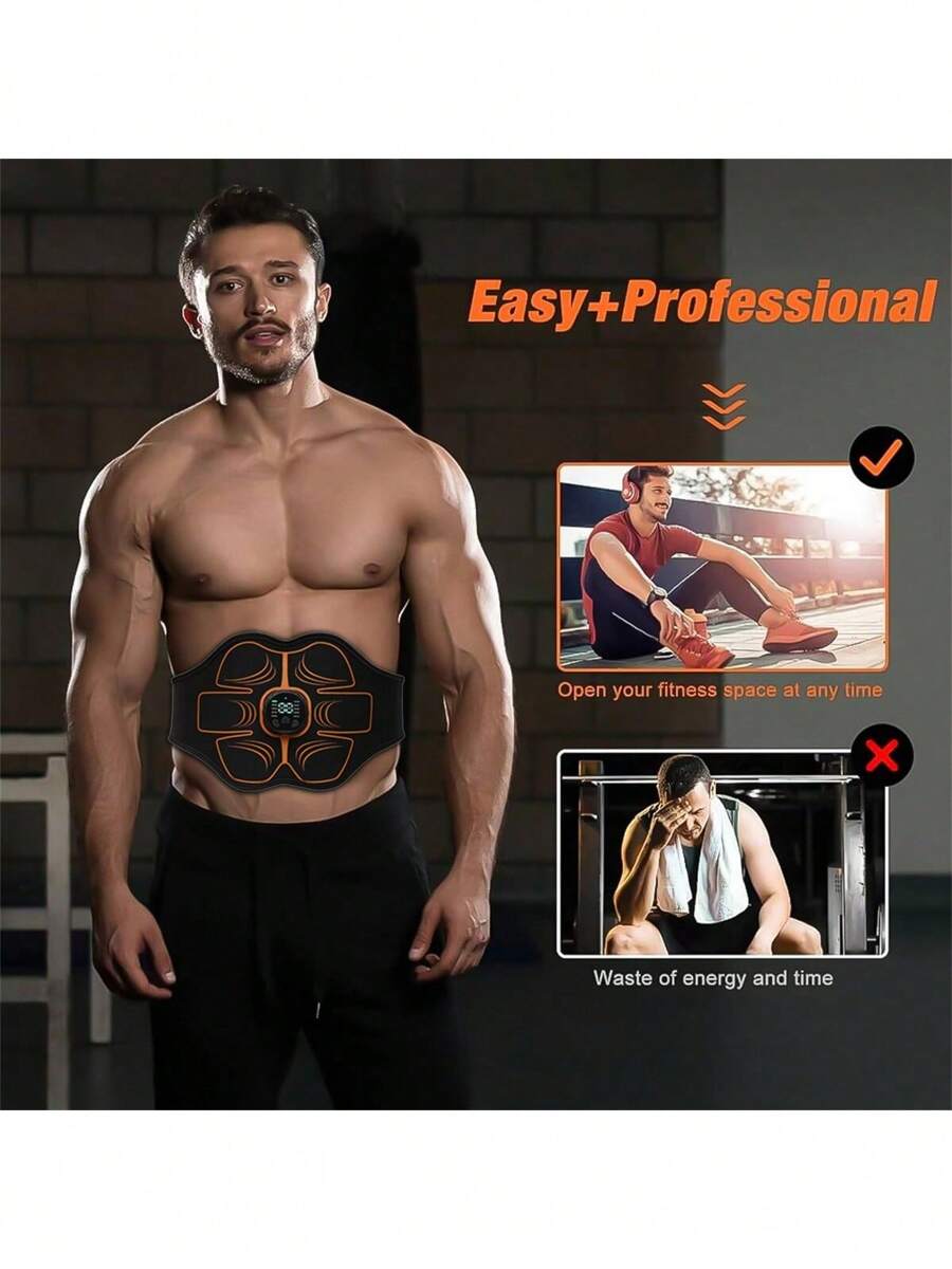 Abs Trainer EMS Abdominal Muscle Stimulator Electric Toning Belt USB ...