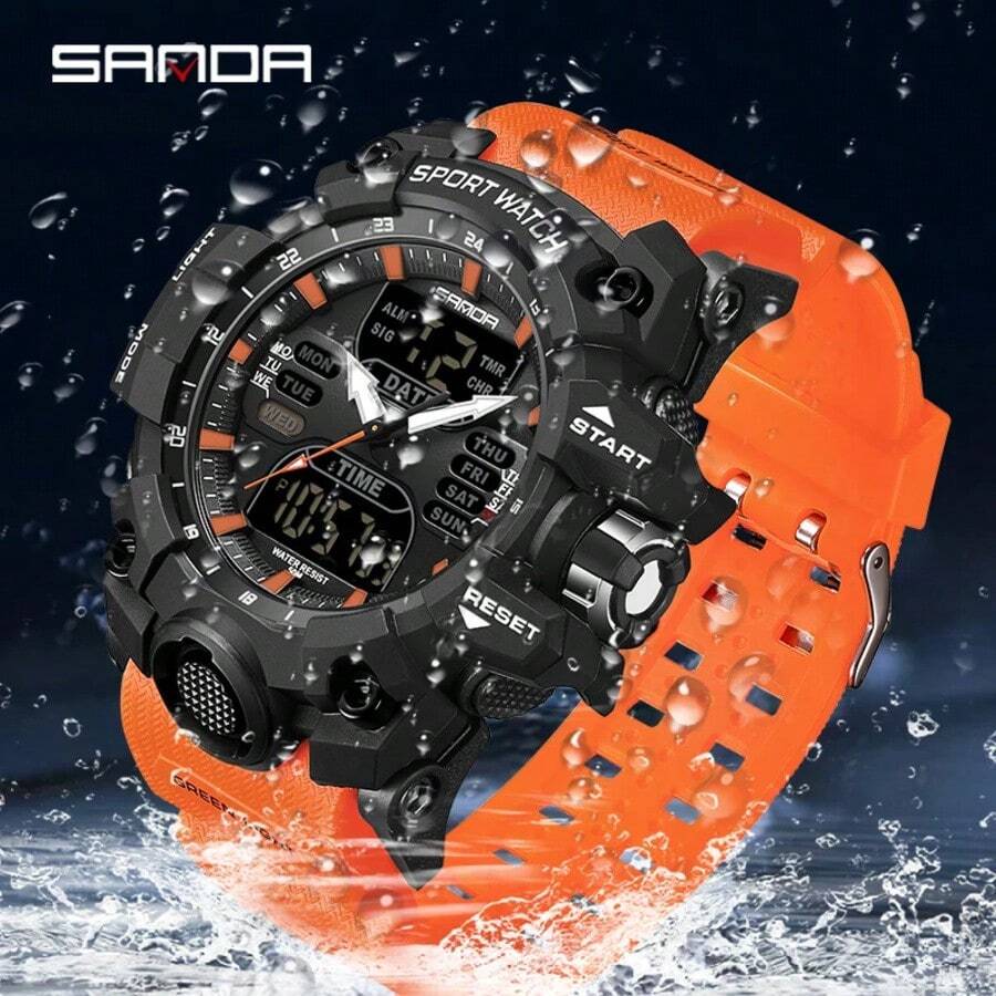 SANDA Luxury G Style Men's Electronic Watch Outdoor Sports LED Analog ...