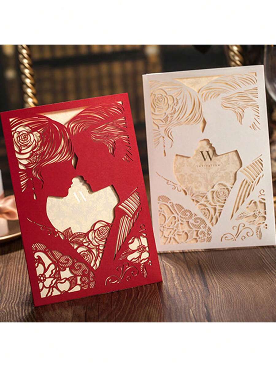 10 Pieces Elegant Faux Pearl Paper Wedding Invitations - Perfect For ...