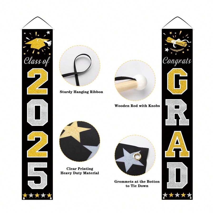 Graduation Decorations 2025, Black & Gold Graduation Party Decorations ...