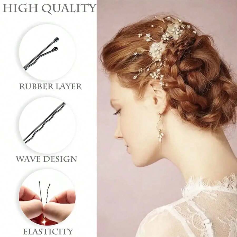 100Pcs Mini Bobby Pins Black With Cute Case, Small Hair Bobby Pins For ...